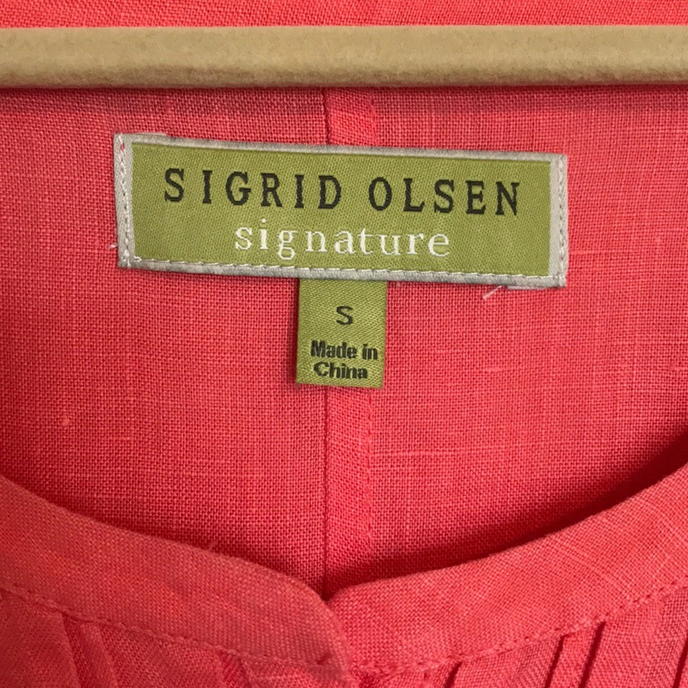 Sigrid Olsen Signature Coral 100% Linen Tunic - Gem